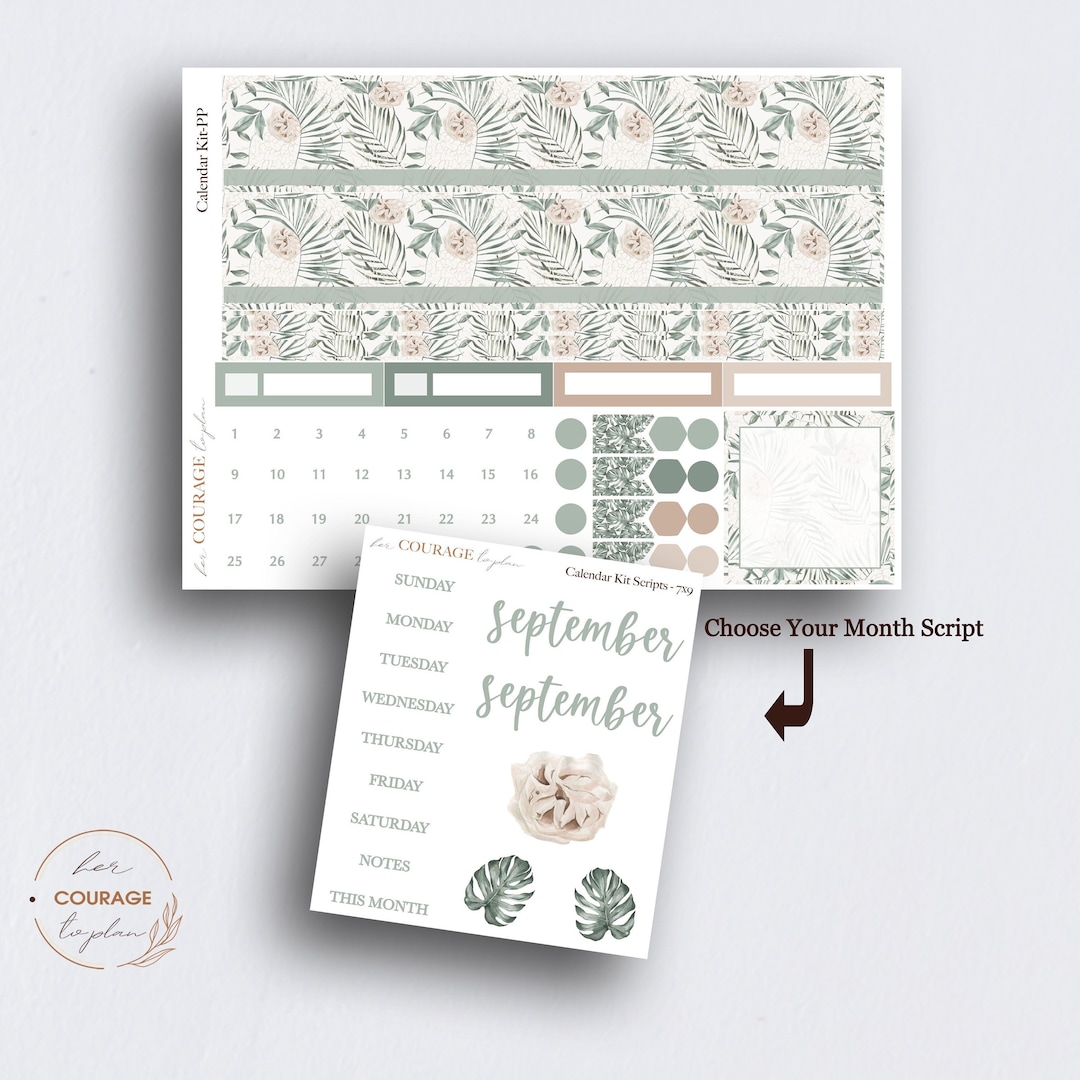 Neutral Boho CHOOSE YOUR MONTH, Calendar Kit Stickers, Pick Any Month ...