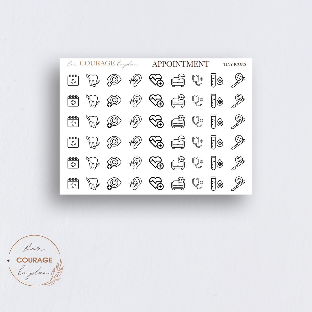 TEENY TINY Planner Icon Stickers, Doctor APPOINTMENT Reminder Stickers ...