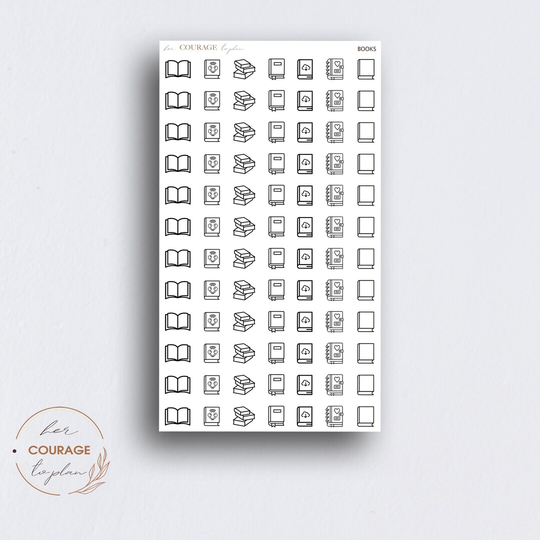 MINI Book Planner Icons, Mini Variety Book Icon Stickers, Ebook ...