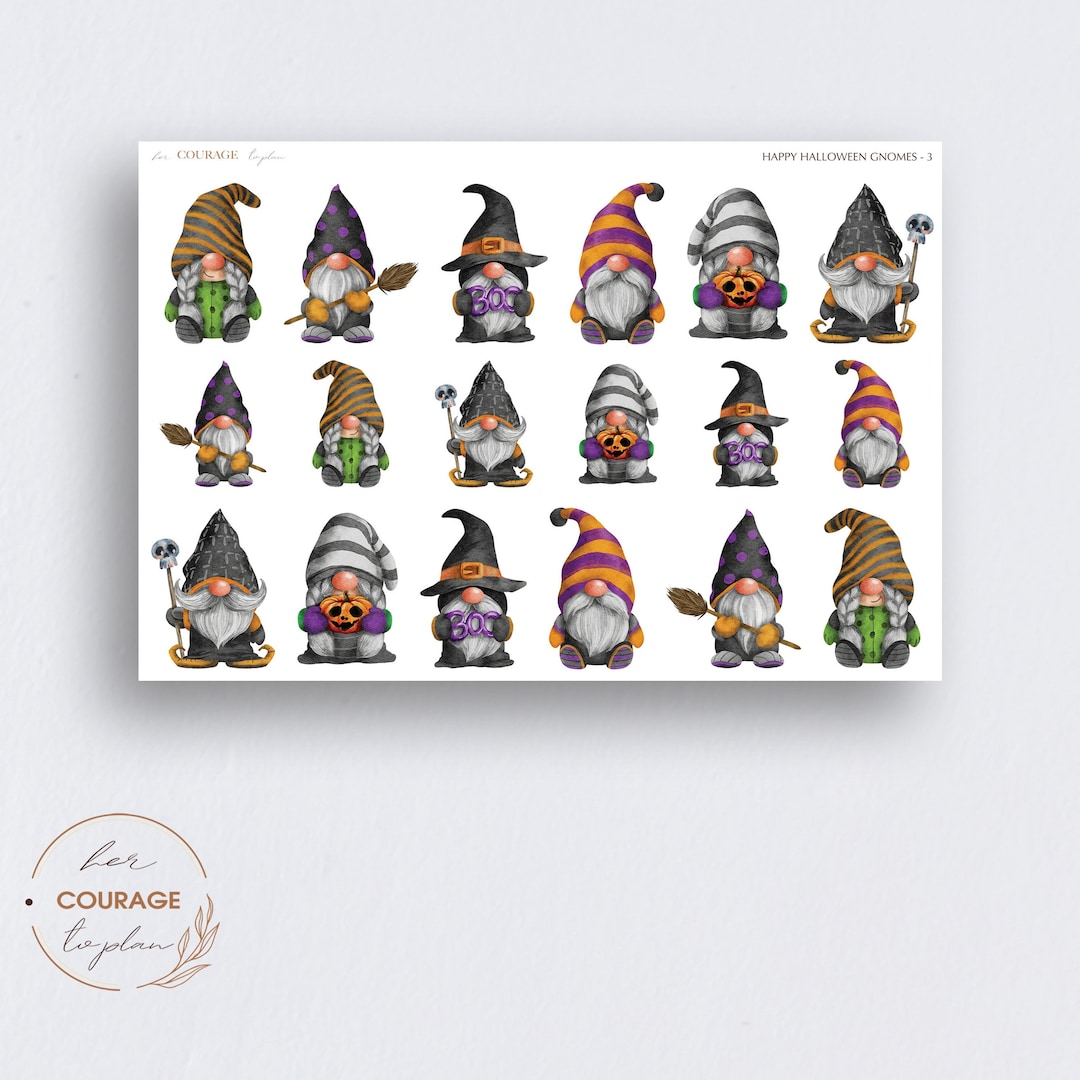 Gnome Planner Stickers, HAPPY HALLOWEEN GNOMES V3, Boo Gnomes Stickers ...