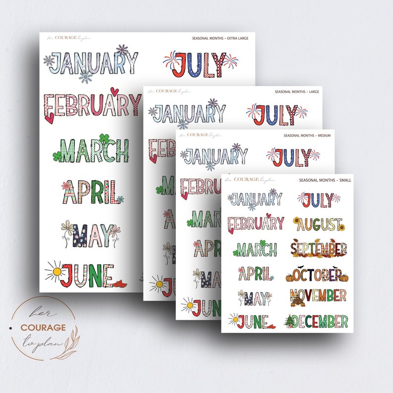 Themed Months of the Year Months Headers Monthly Title - Etsy