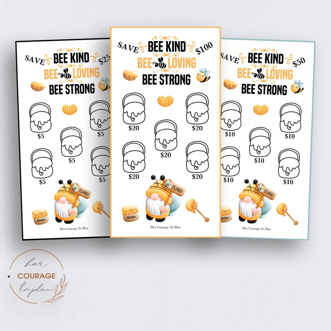 Gnome Savings Challenges, A6 Personal Bee Kind Loving Strong Tiny Mini ...