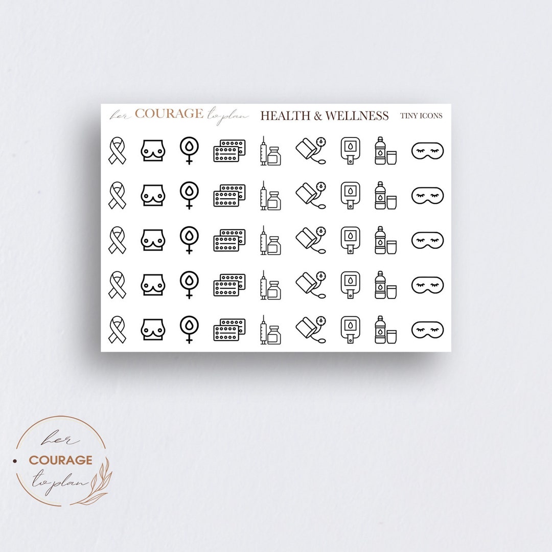 TEENY TINY Planner Icon Stickers, HEALTH Wellness Icon Stickers, Mini ...