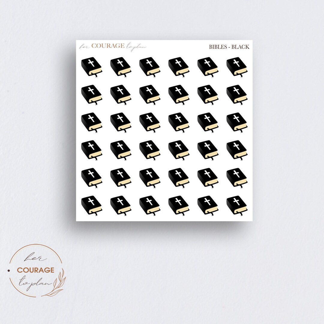 BIBLE ICONS Planner Stickers, BLACK Mini Bible Stickers for Bujo ...