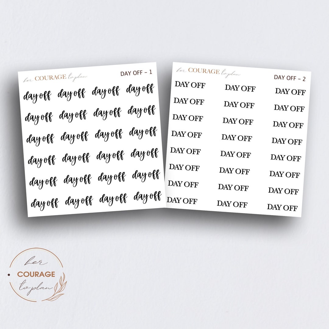 DAY OFF Script Planner Stickers, MINI Day off Stickers, Transparent ...