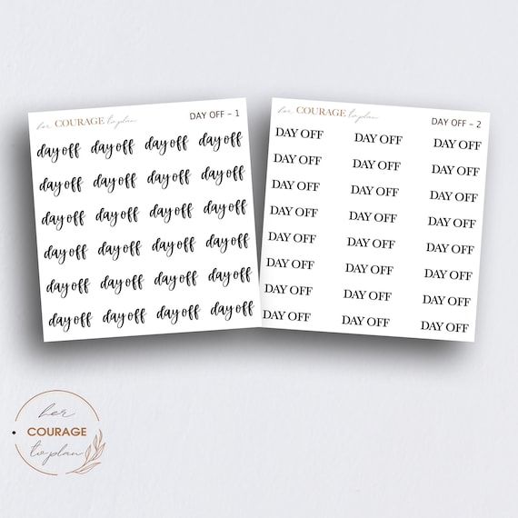 DAY OFF Script Planner Stickers MINI Day off Stickers - Etsy