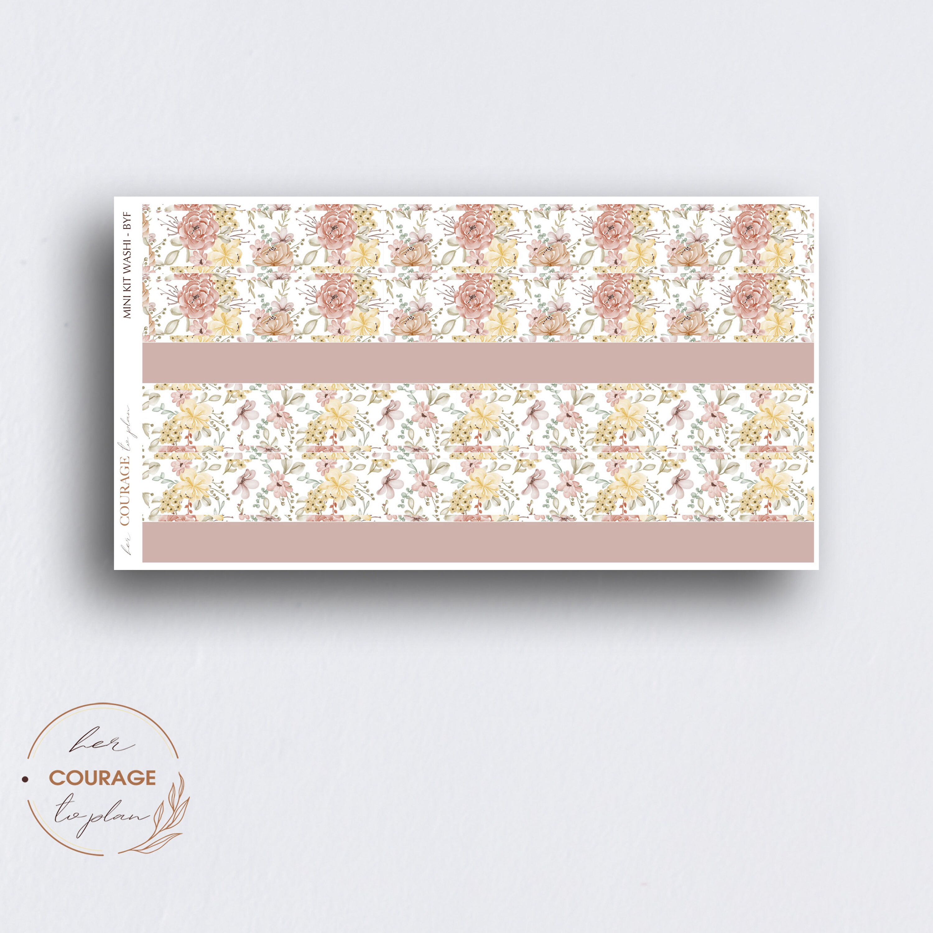 WEEKLY Journaling Deco Stickers, MINI Brown Yellow Flowers Planner Kit ...