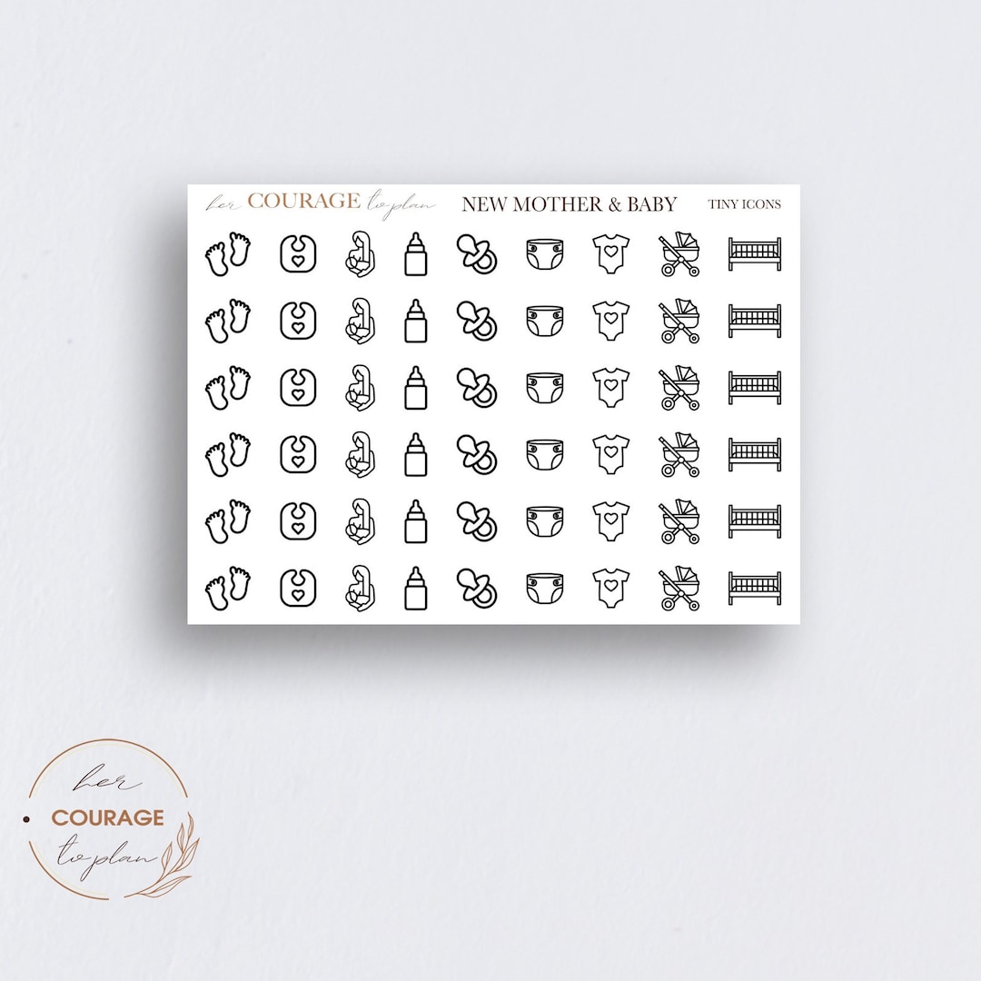 TEENY TINY Planner Icon Stickers, New MOTHER Baby Icon Stickers, Mini ...