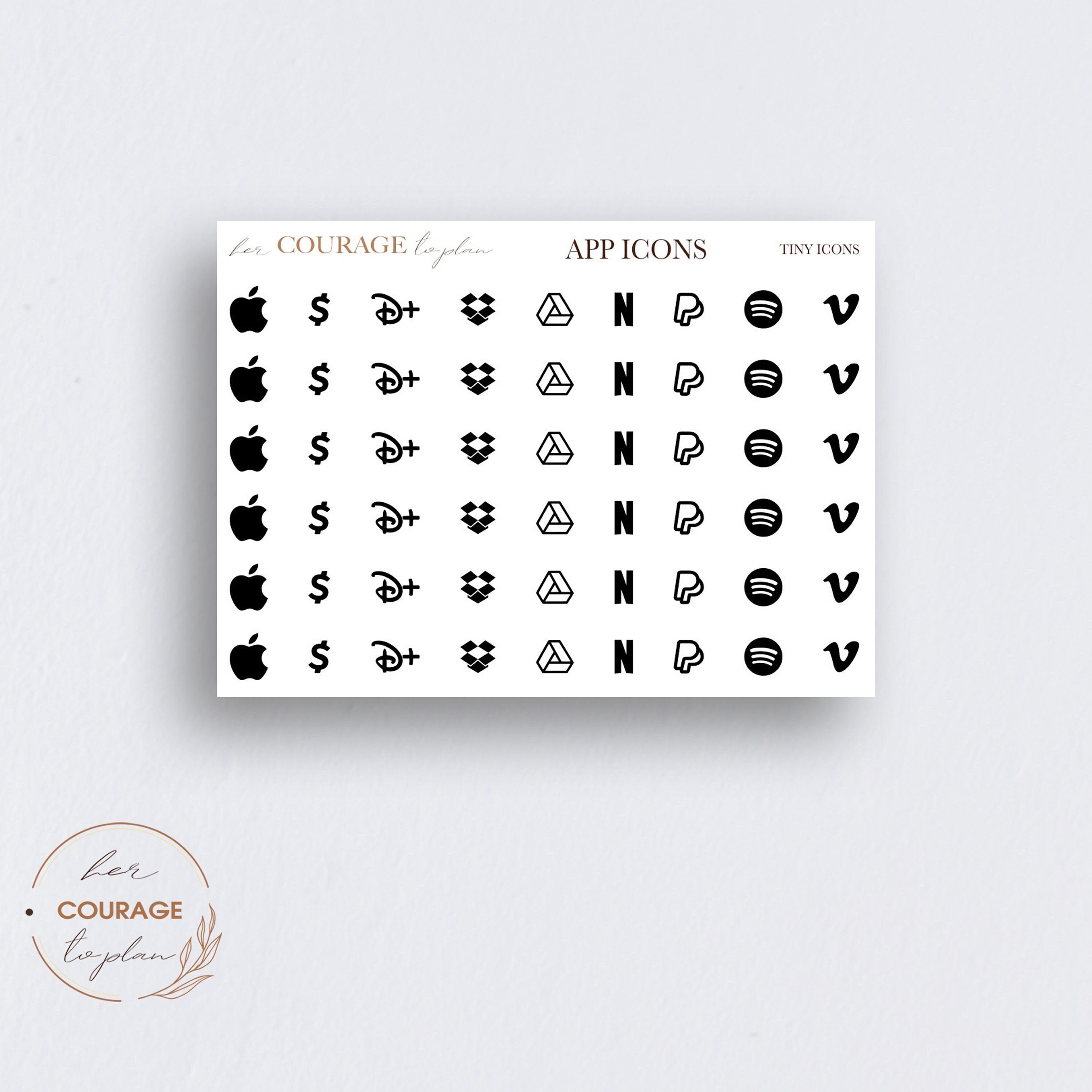 TEENY TINY Planner Icon Stickers, APP Icons, Payment App Reminders ...