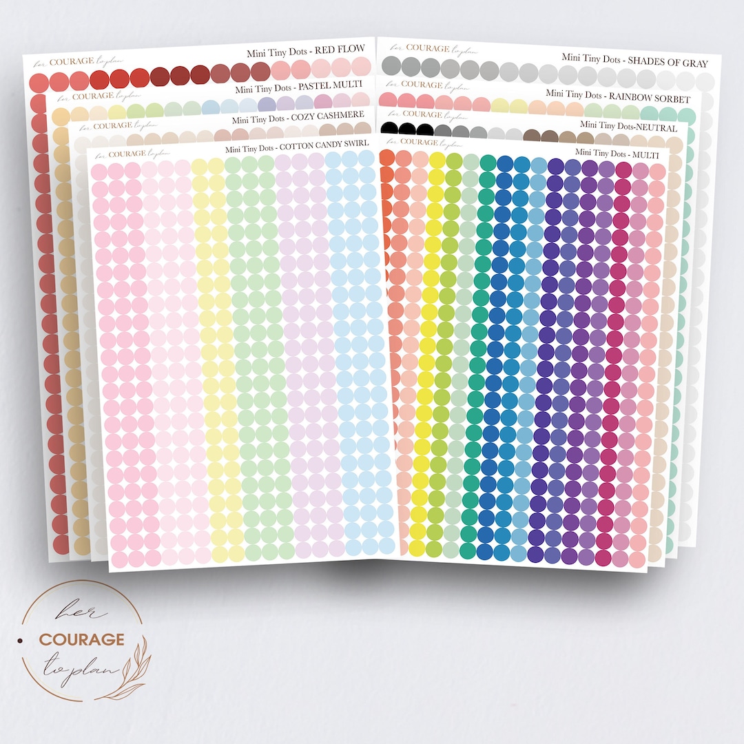 Mini Dot Planner Stickers, MINI Teeny Tiny Colorful, Neutral Dot ...