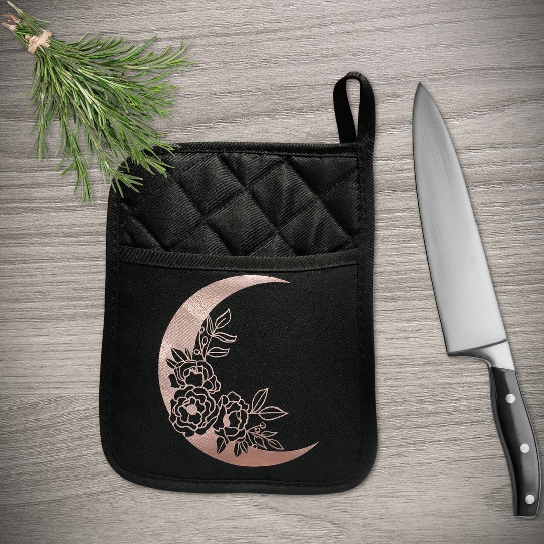 Rose Gold Floral Moon Pot Holder Hot Pad Oven Mitt - Etsy