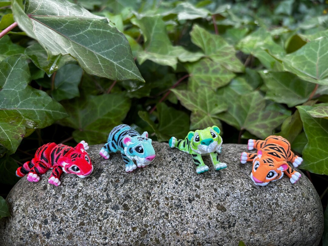 3D Printed Tiny Tiger Fidget | Stocking Stuffer | Flexible Animal ...
