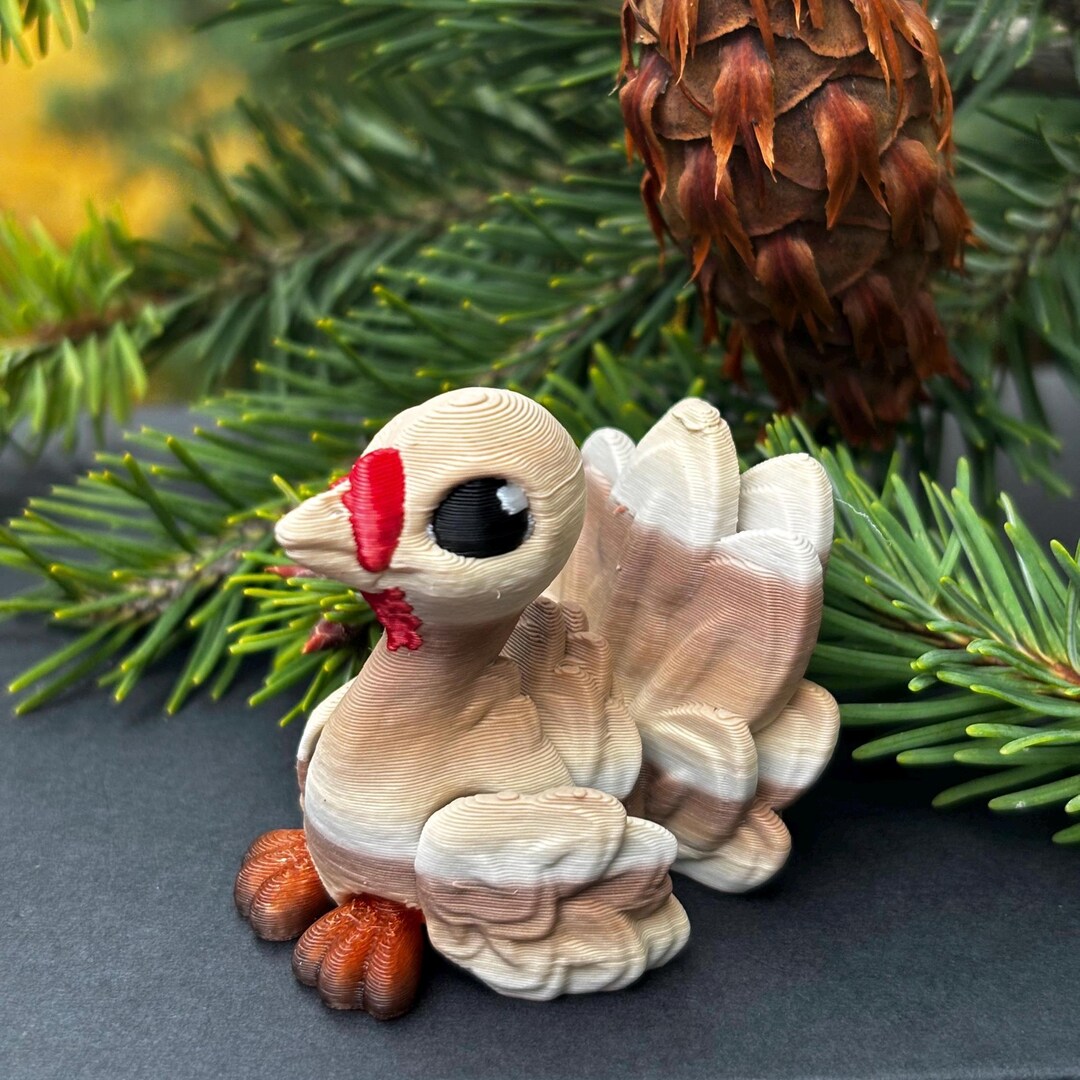 3D Printed Tiny Turkey Fidget | Stocking Stuffer | Flexible Animal ...