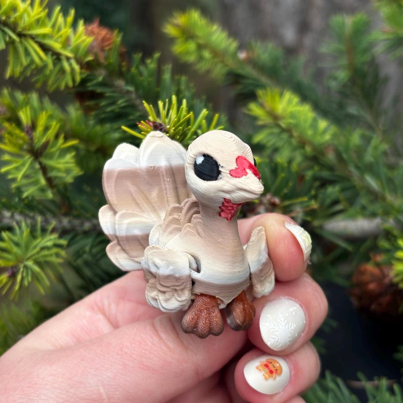 3D Printed Tiny Turkey Fidget | Stocking Stuffer | Flexible Animal ...