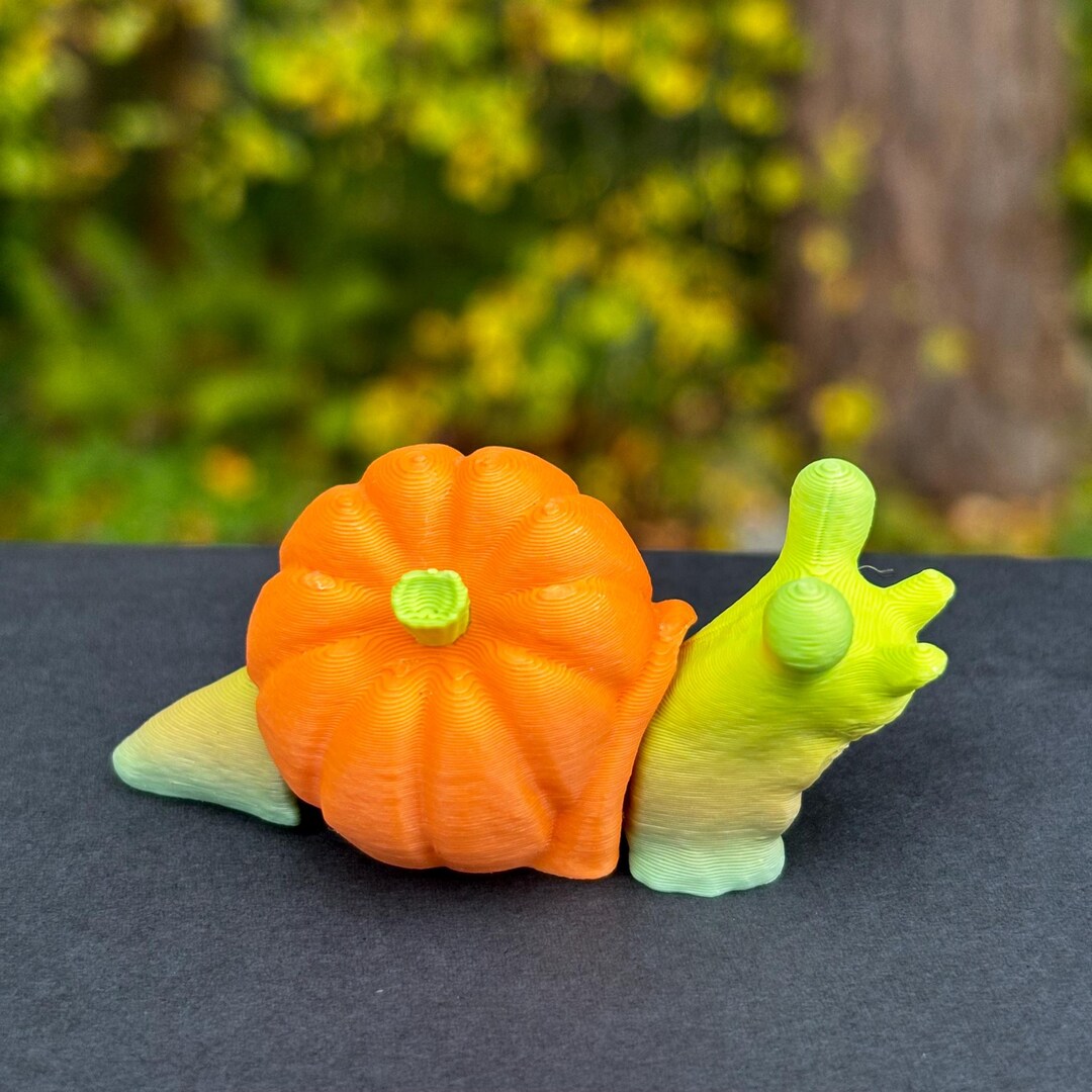 3D Printed Tiny Pumpkin Snail Fidget | Stocking Stuffer | Flexible ...