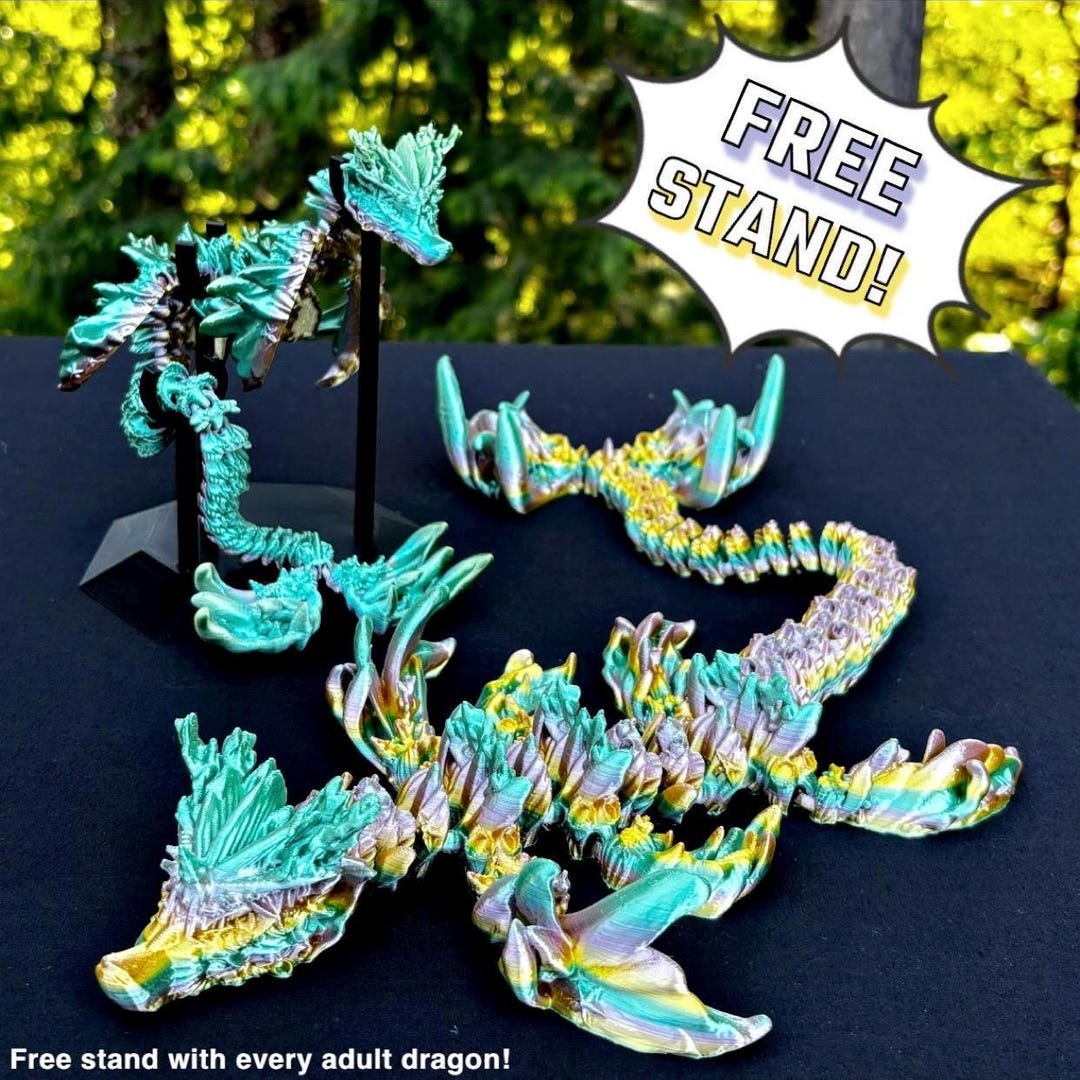 3D Printed Coral Reef Dragon | Flexible Dragon Fidget | Ocean Monster ...