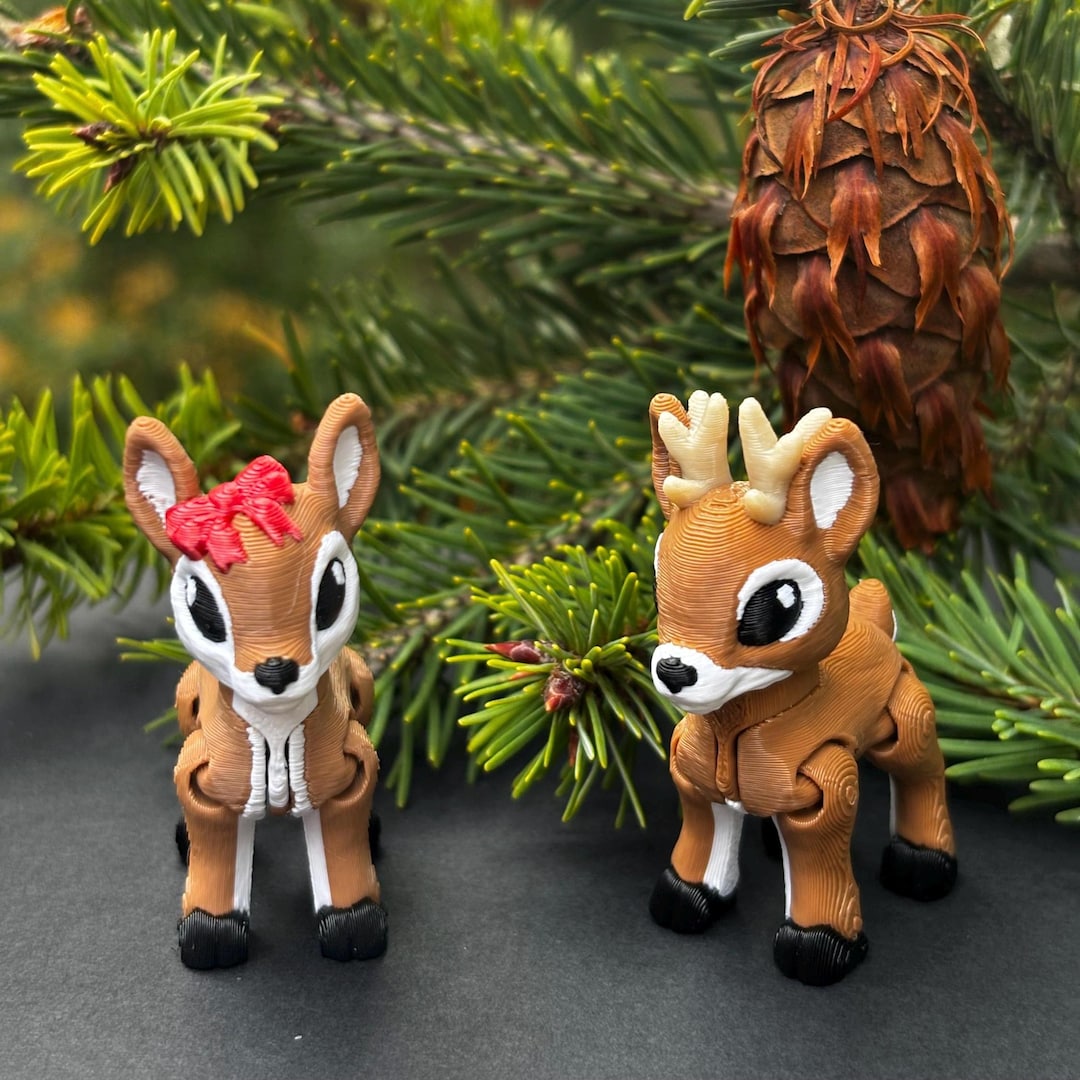 3D Printed Tiny Reindeer Fidget |stocking Stuffer | Flexible Animal ...