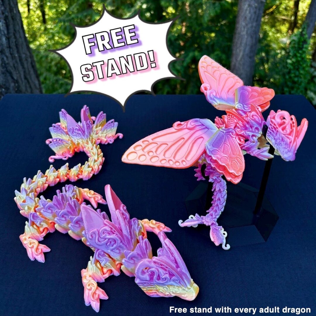 3D Printed Butterfly Dragon Flexible Dragon Fidget Fairy Dragon ...