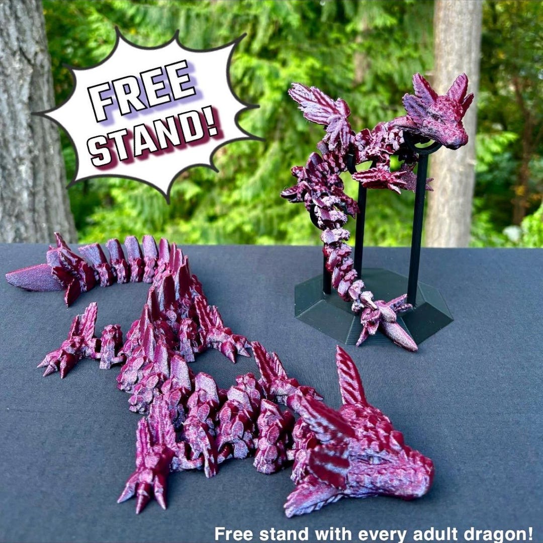 3D Printed Axolotl Dragon | Flexible Dragon Fidget | Water Monster ...