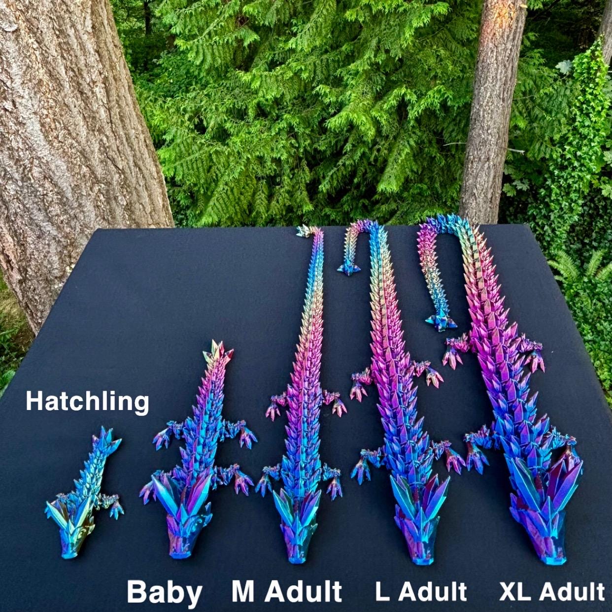 3D Printed Crystal Dragon Flexible Dragon Fidget Rock Creature Flexi ...