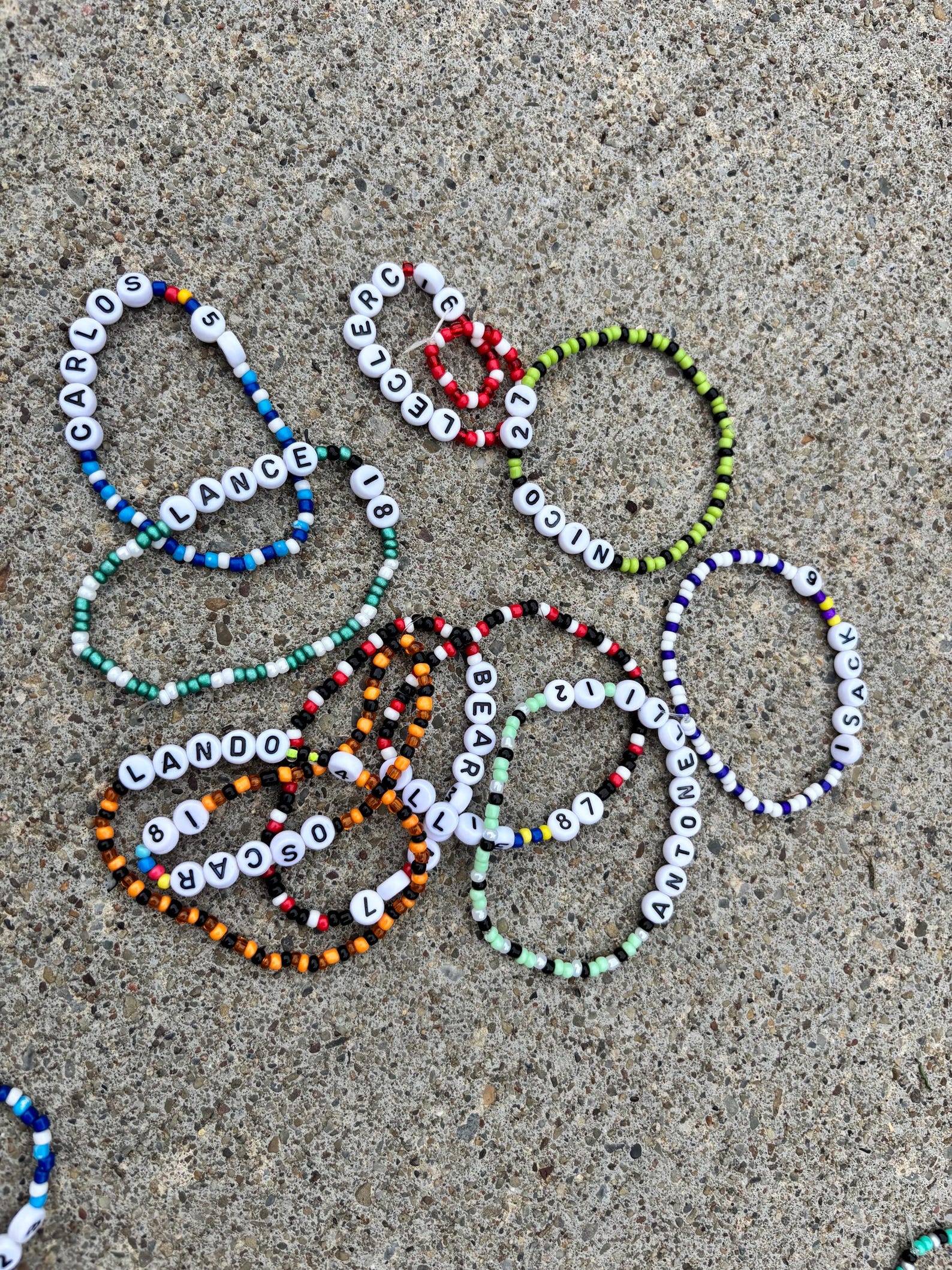 F1 Driver Bracelets With Helmet Colors. First/last Name or Initials - Etsy