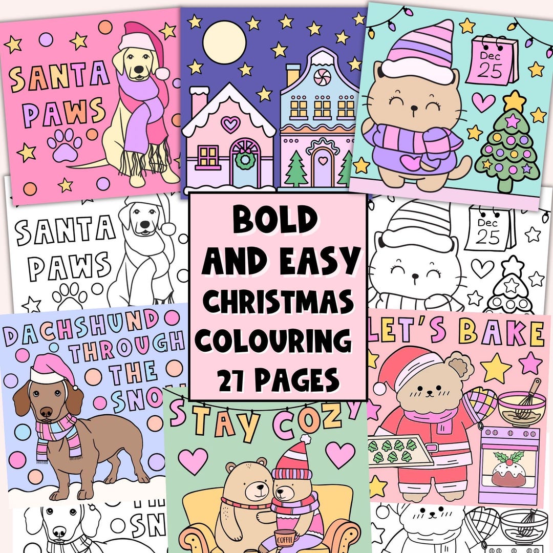 Printable Christmas Coloring Book Pages, Bold Easy Colouring Pages ...