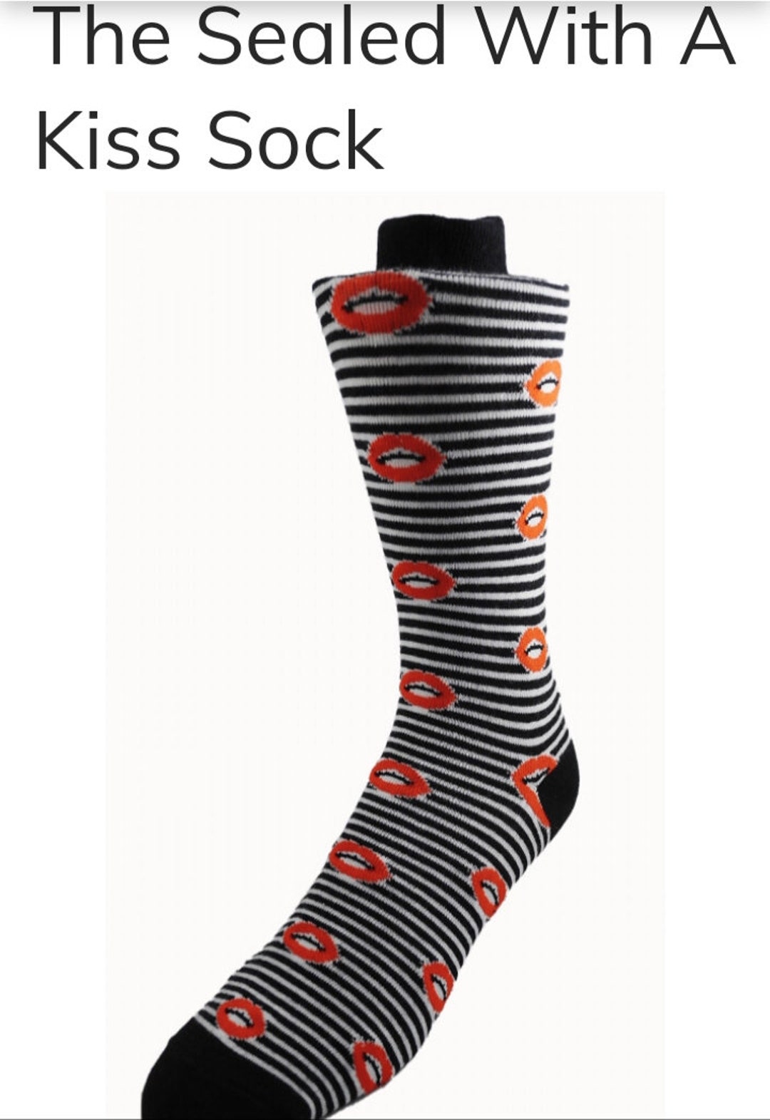 The Sealed With a Kiss Sock /kiss /lips /red Lips/cool Socks - Etsy