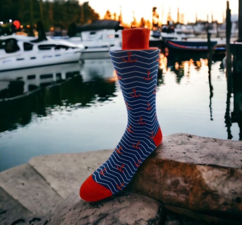 The Anchor Sock, Nautical, Anchor Men Socks, Socks for Men, Groom Socks ...