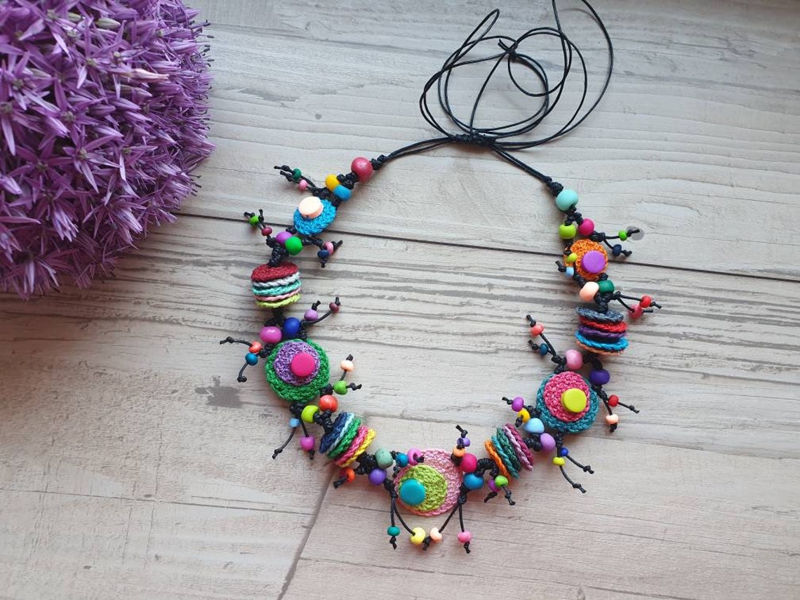 Colorful Necklace Colorful Cord Necklace Braided Necklace - Etsy