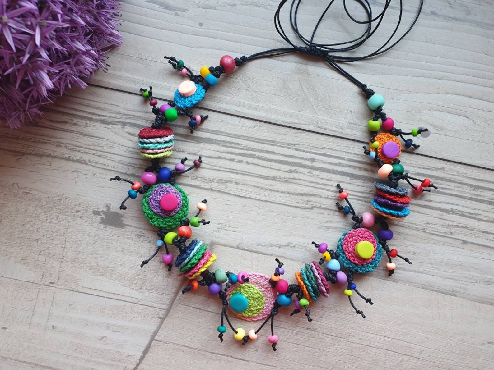 Colorful Necklace, Colorful Cord Necklace, Braided Necklace, Statement ...
