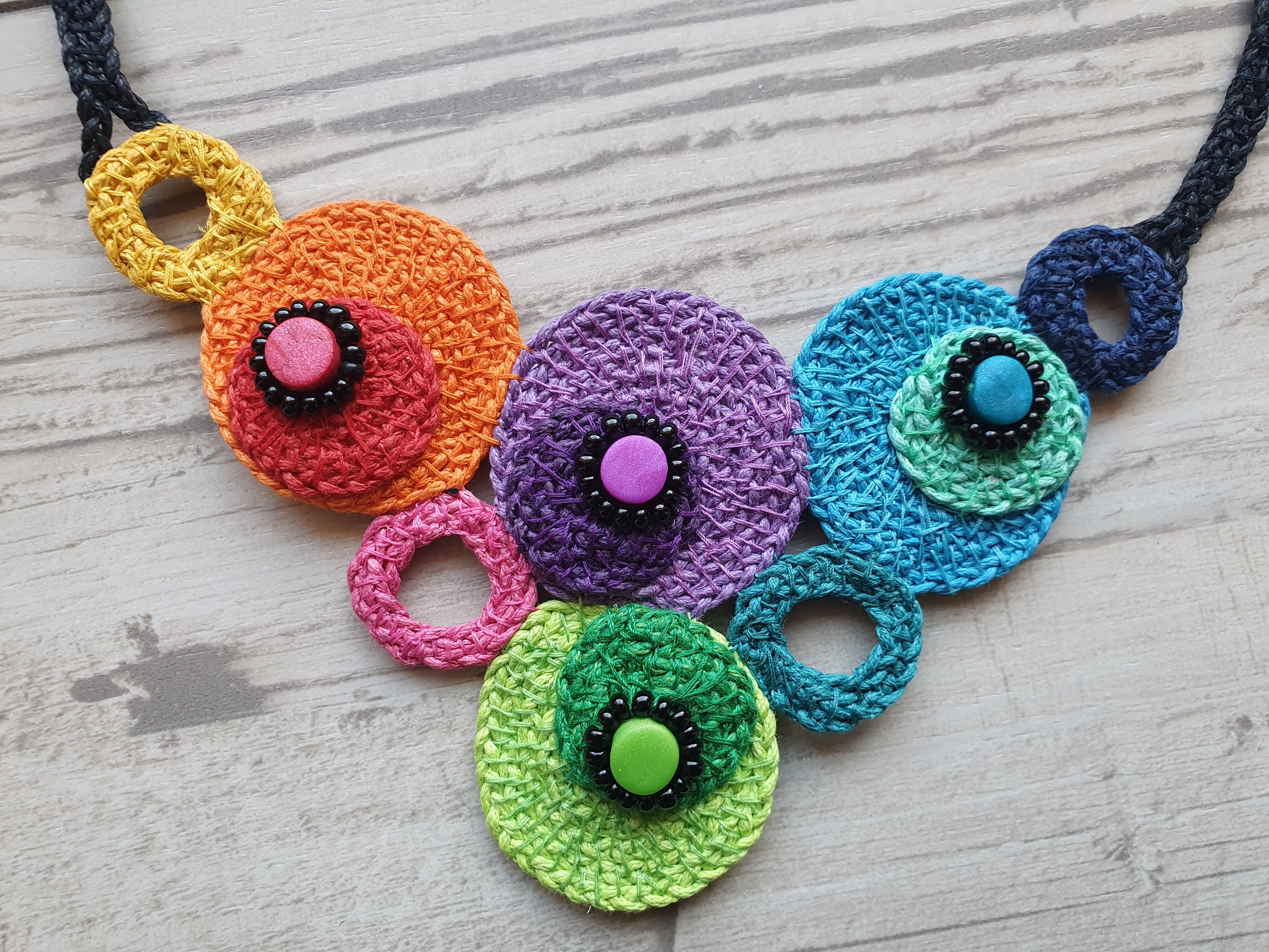 Big Colorful Necklace, Colorful Rope Necklace, Adorable Jewelry ...