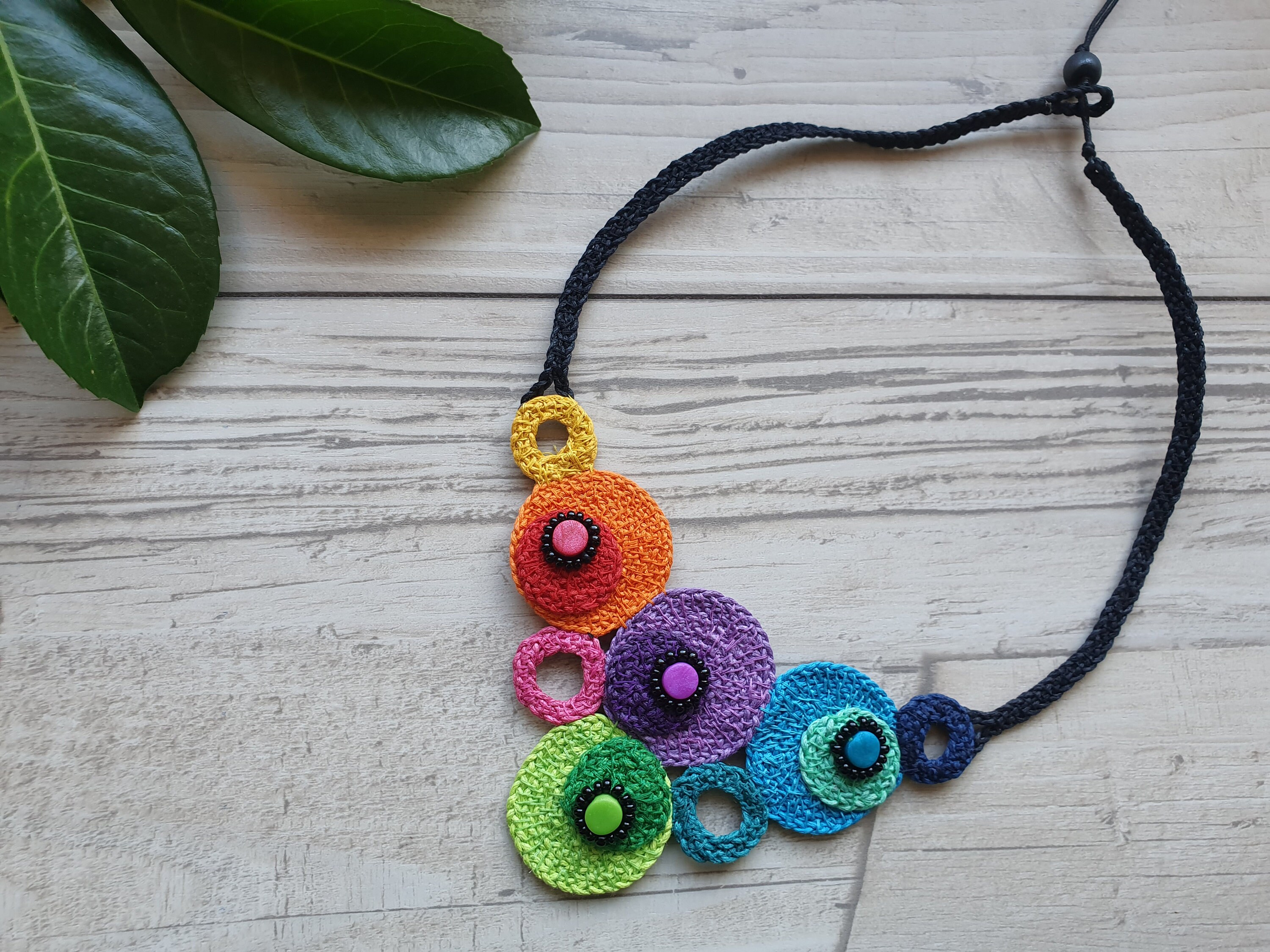 Big Colorful Necklace, Colorful Rope Necklace, Adorable Jewelry ...