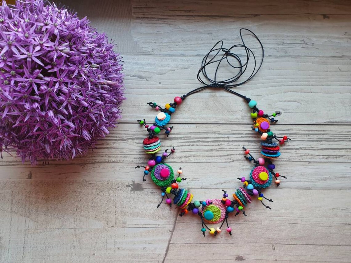Colorful Necklace Colorful Cord Necklace Braided Necklace - Etsy