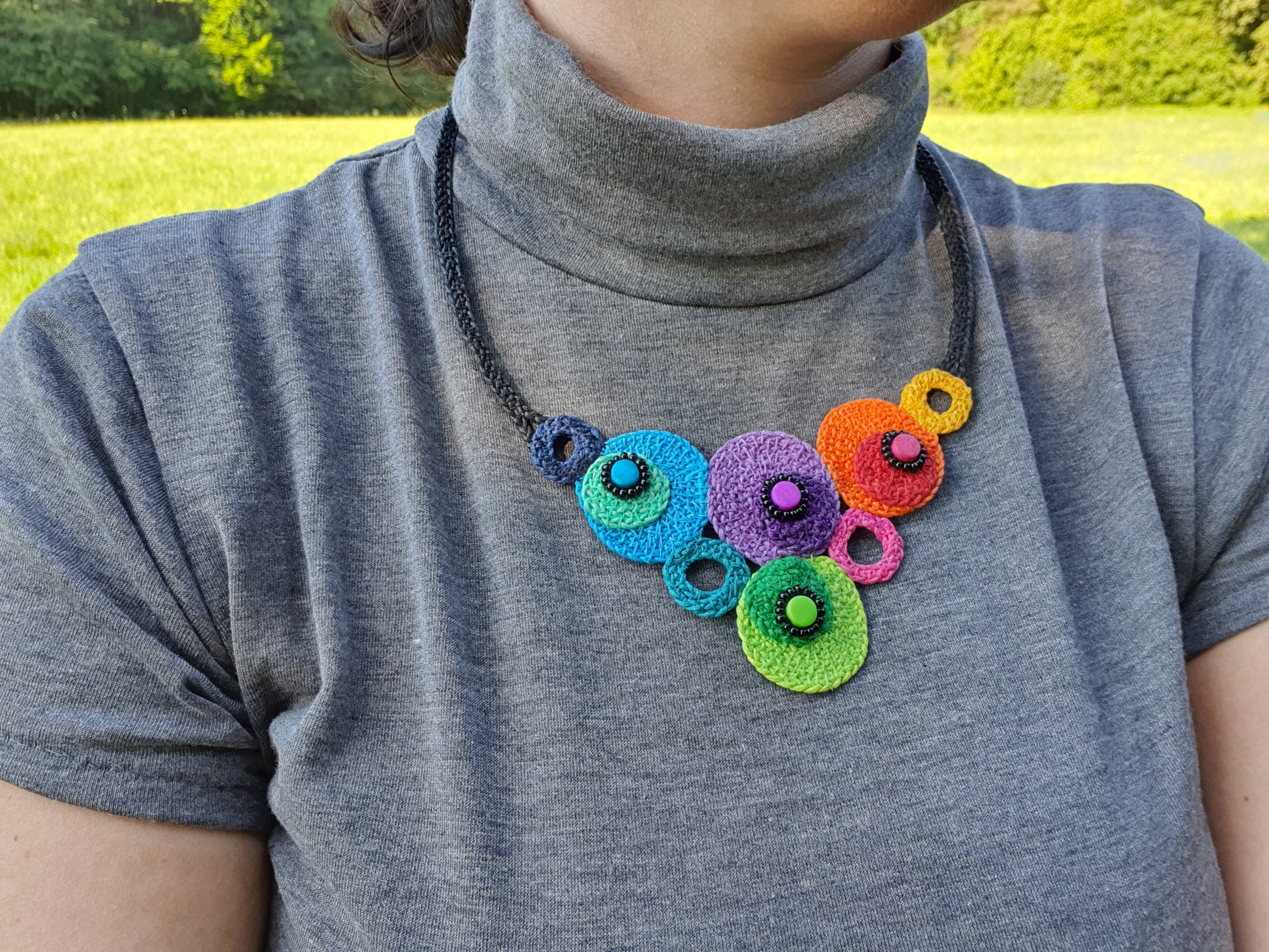 Big Colorful Necklace, Colorful Rope Necklace, Adorable Jewelry ...