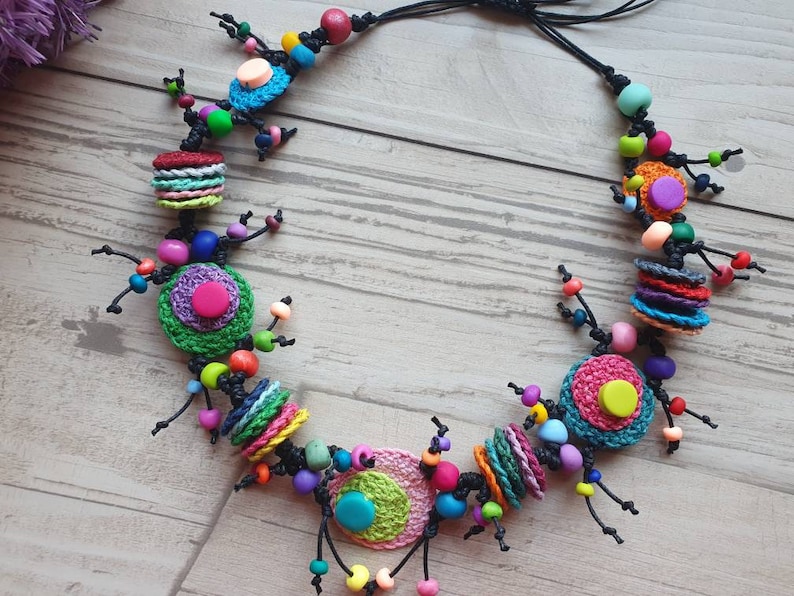 Colorful Necklace, Colorful Cord Necklace, Braided Necklace, Statement ...