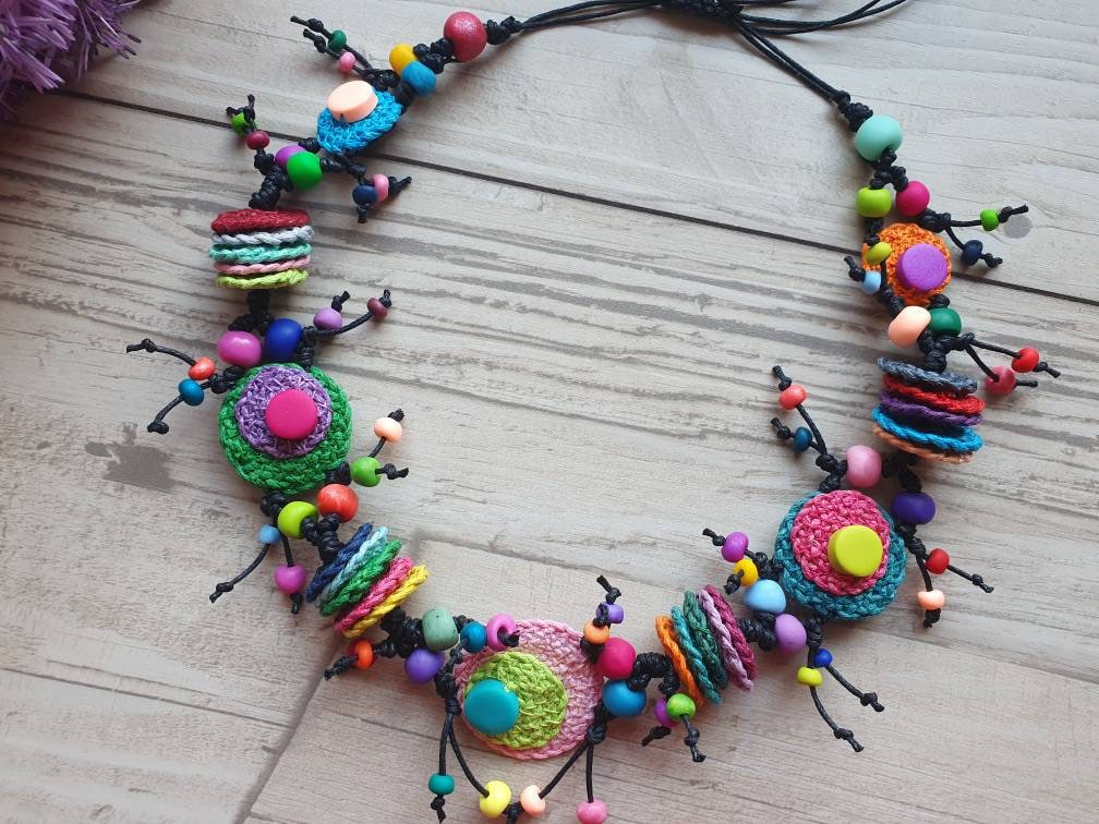 Colorful Necklace Colorful Cord Necklace Braided Necklace - Etsy