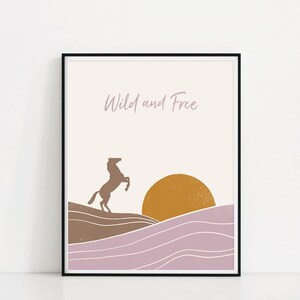 Wild and Free Equestrian Printable Art - Cool Tones, Horse Drawing ...