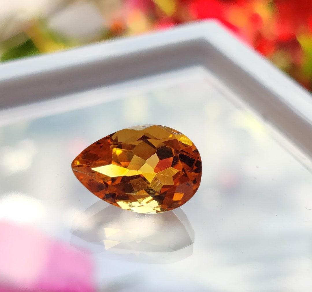 Golden Citrine Gemstone, 3.45 Ct Pear Shape Faceted Stone - Etsy