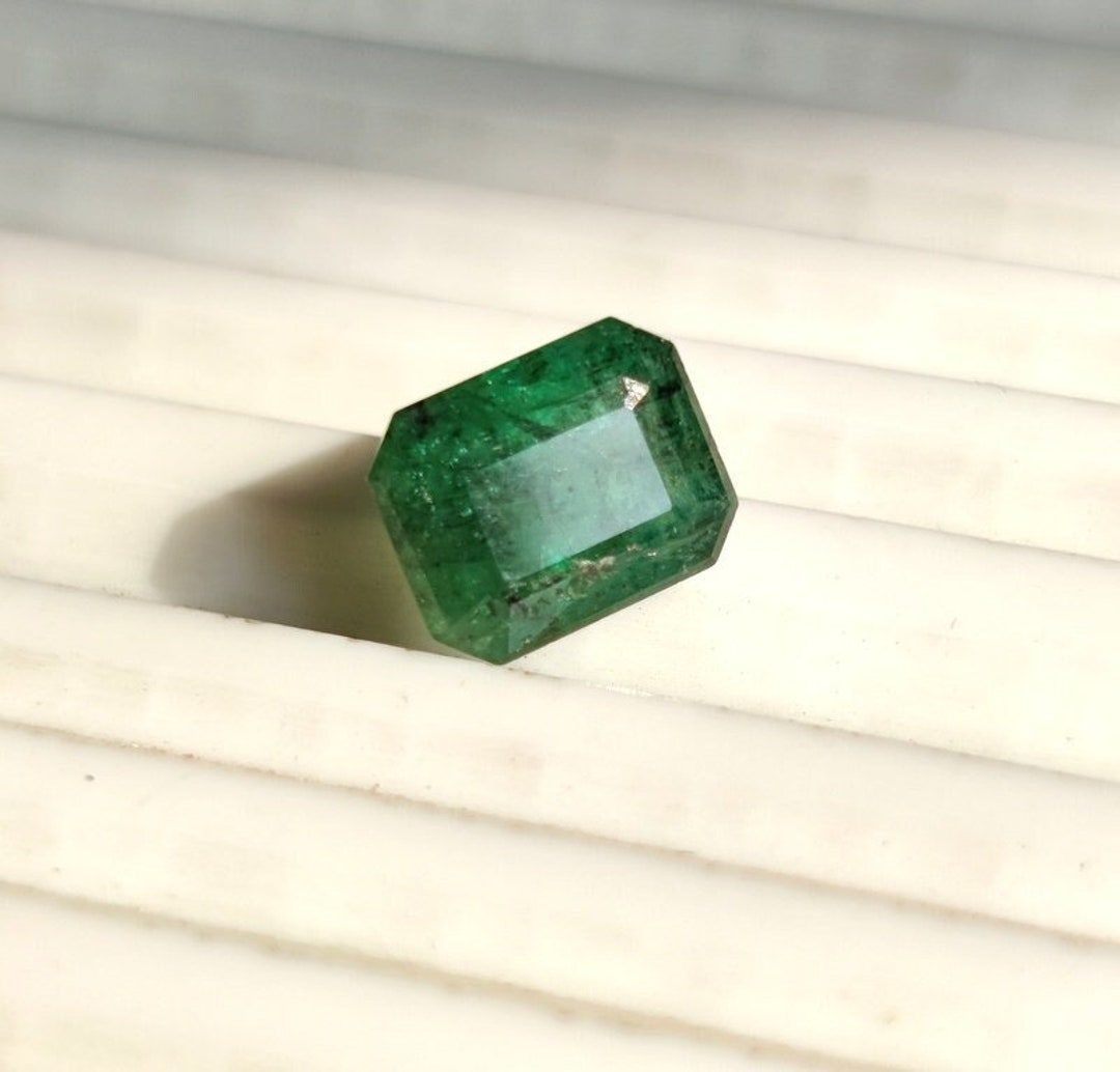 2.80 Ct Zambian Emerald Gemstone, Rectangle Faceted, 9X7X5MM - Etsy