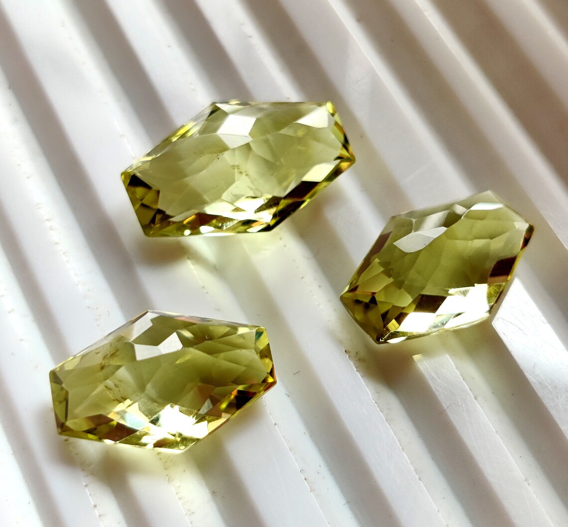 LEMON QUARTZ Gemstone 22Ct AAA Quality Checker Cut Faceted | Etsy