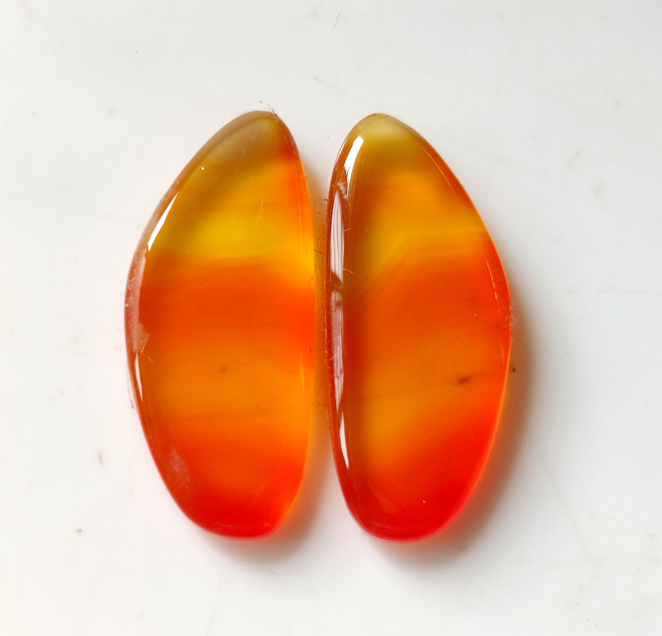 NATURAL ONYX GEMSTONE 17Carat Orange Onyx Cabochon Pair Set | Etsy