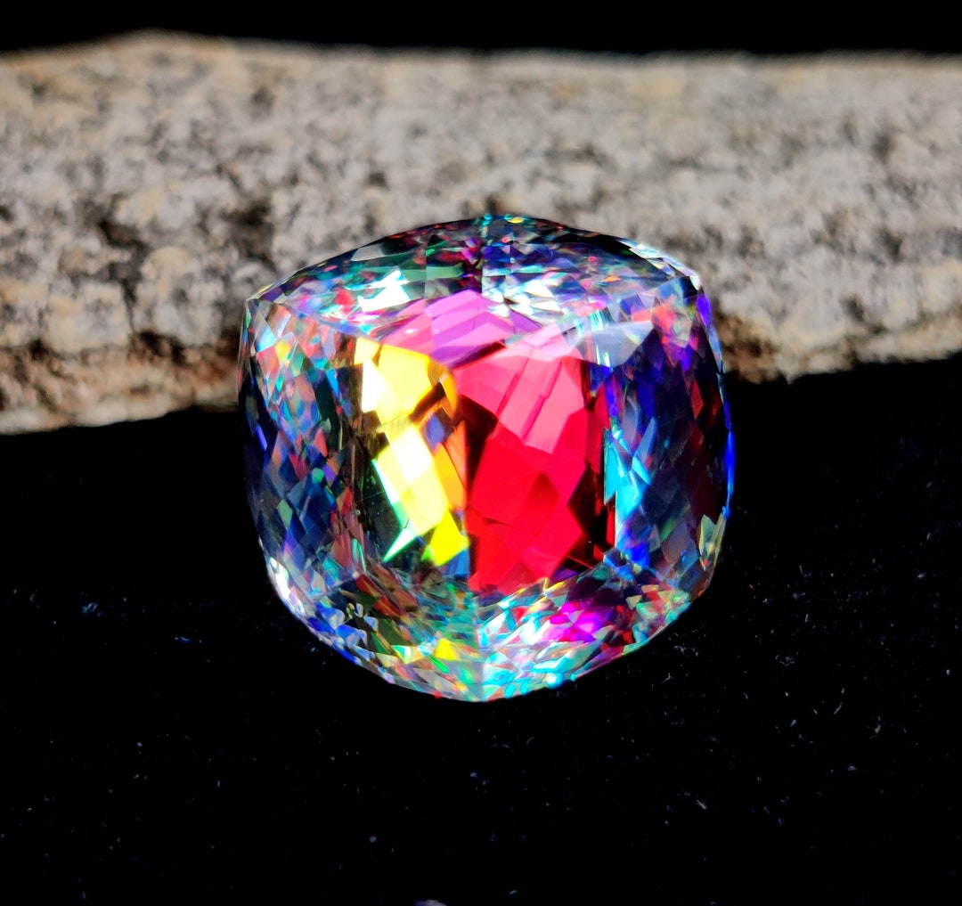 MYSTIC GEMSTONE 95ct High Quality Fire Rainbow Mystic Faceted Gemstone ...
