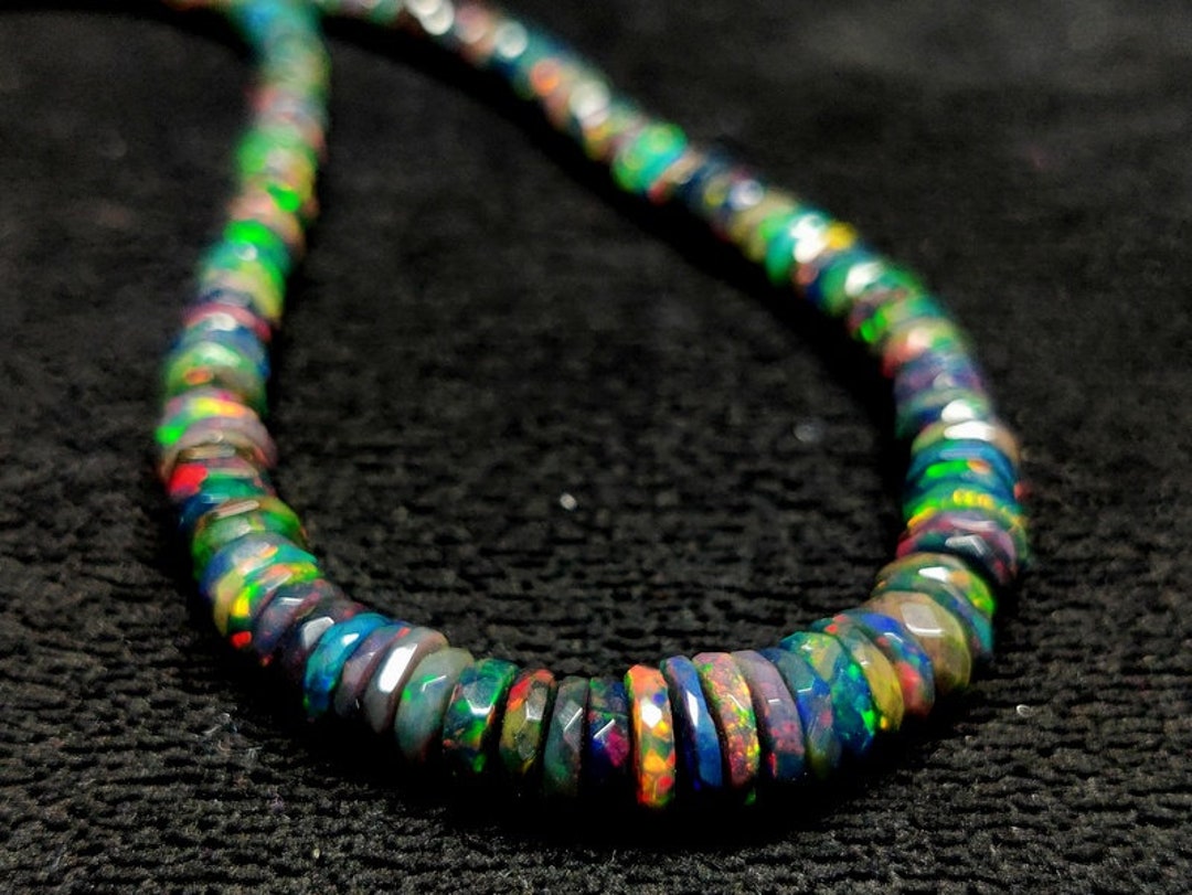 High Quality Black Ethiopian Opal Necklace Gemstone 75.ct Welo Fire ...