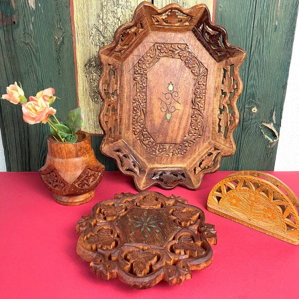 Carved Wood Stand - Etsy