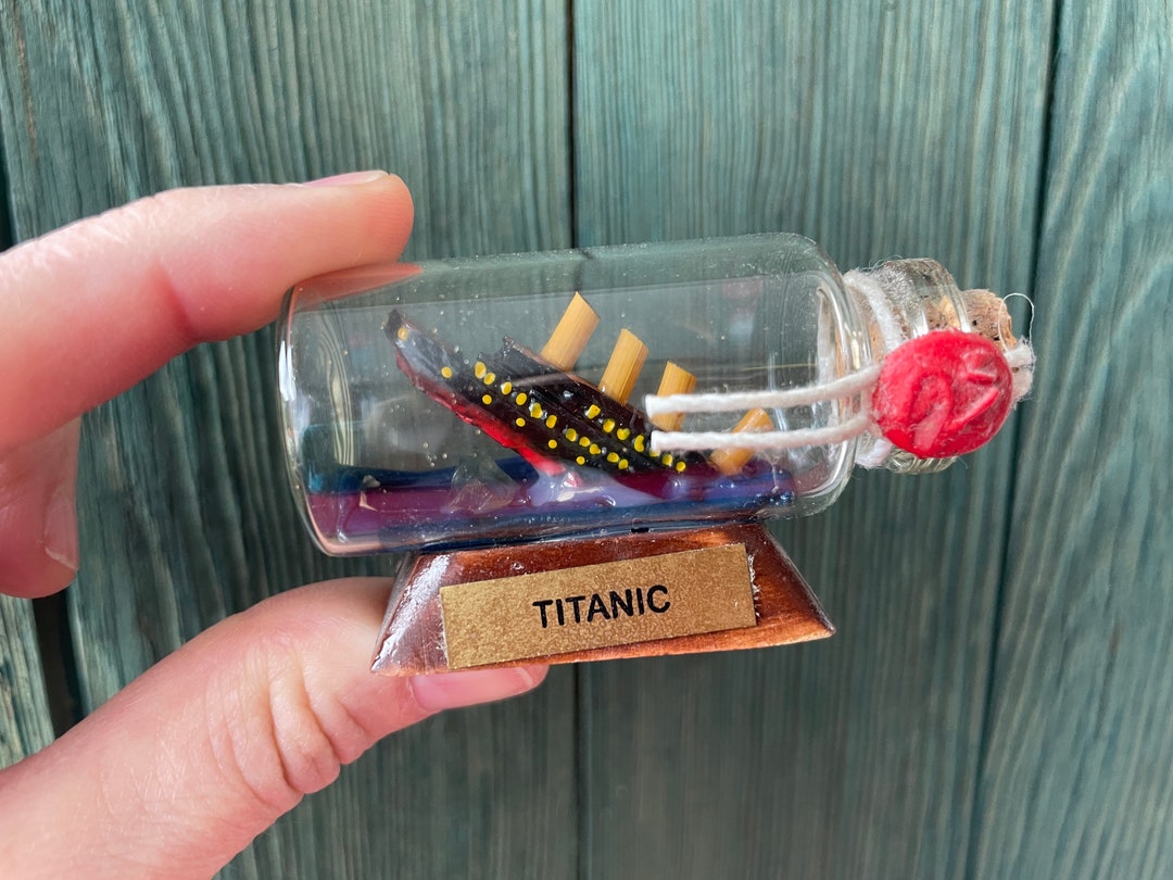 Vintage Titanic Ship in a Bottle Miniature for Dollhouse or Display ...