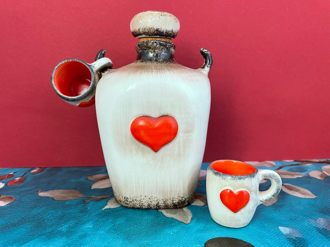 Vintage Bavarian Schnapps Decanter With 2 Shot Glasses Possibly Goebel ...