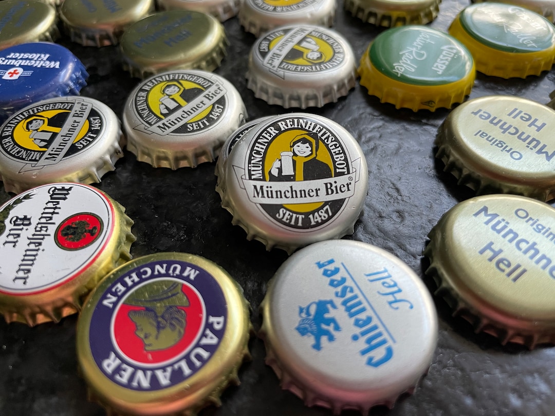 100 Bavarian Beer Bottle Caps 200 Grams Metal German Beer Tabs DIY ...