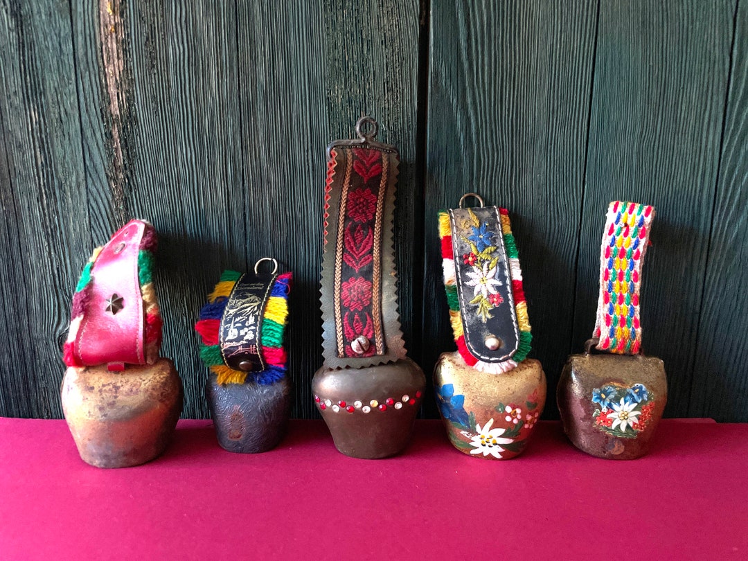 One Vintage Medium Alpine Cow Bell Gift Bavarian German Swiss Brass ...