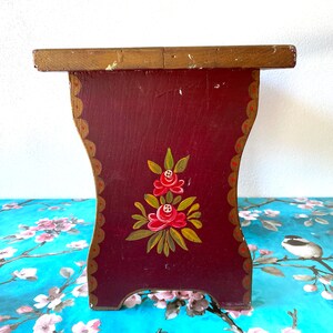 Vintage German Footstool Made From Recycled Wood Painted Stepstool Folk ...