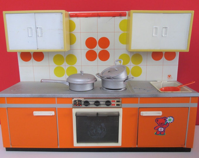 Vintage Tin Toy Kitchen From Fuchs Germany Large Nostalgic 1970 Display ...